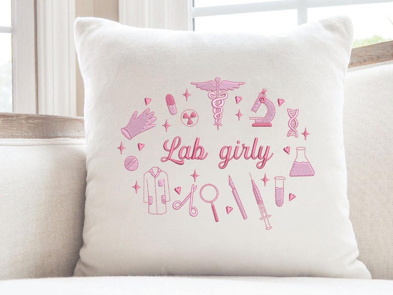 Coquette Lab Girl Machine Embroidery File, Laboratory Technician Design ...