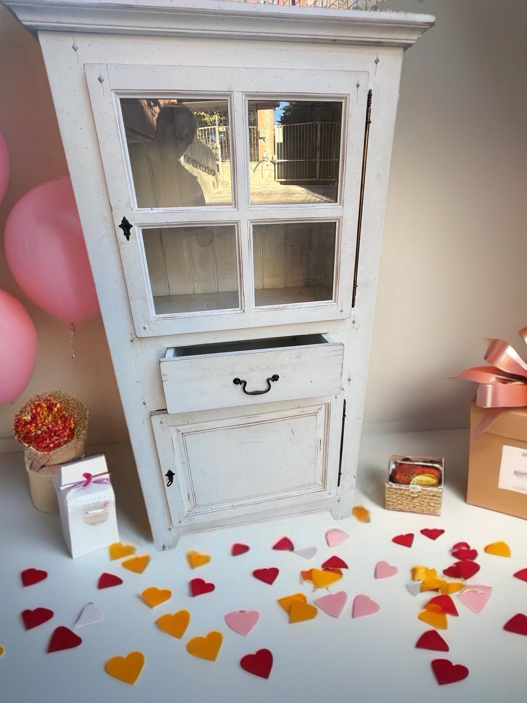 Vintage Shabby Chic White Wood Sideboard – Restored Handcrafted Display ...