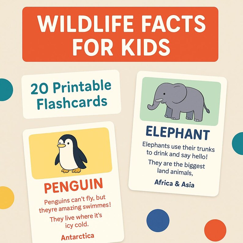 Wildlife Facts for Kids | Animal Flashcards Printable | Educational ...