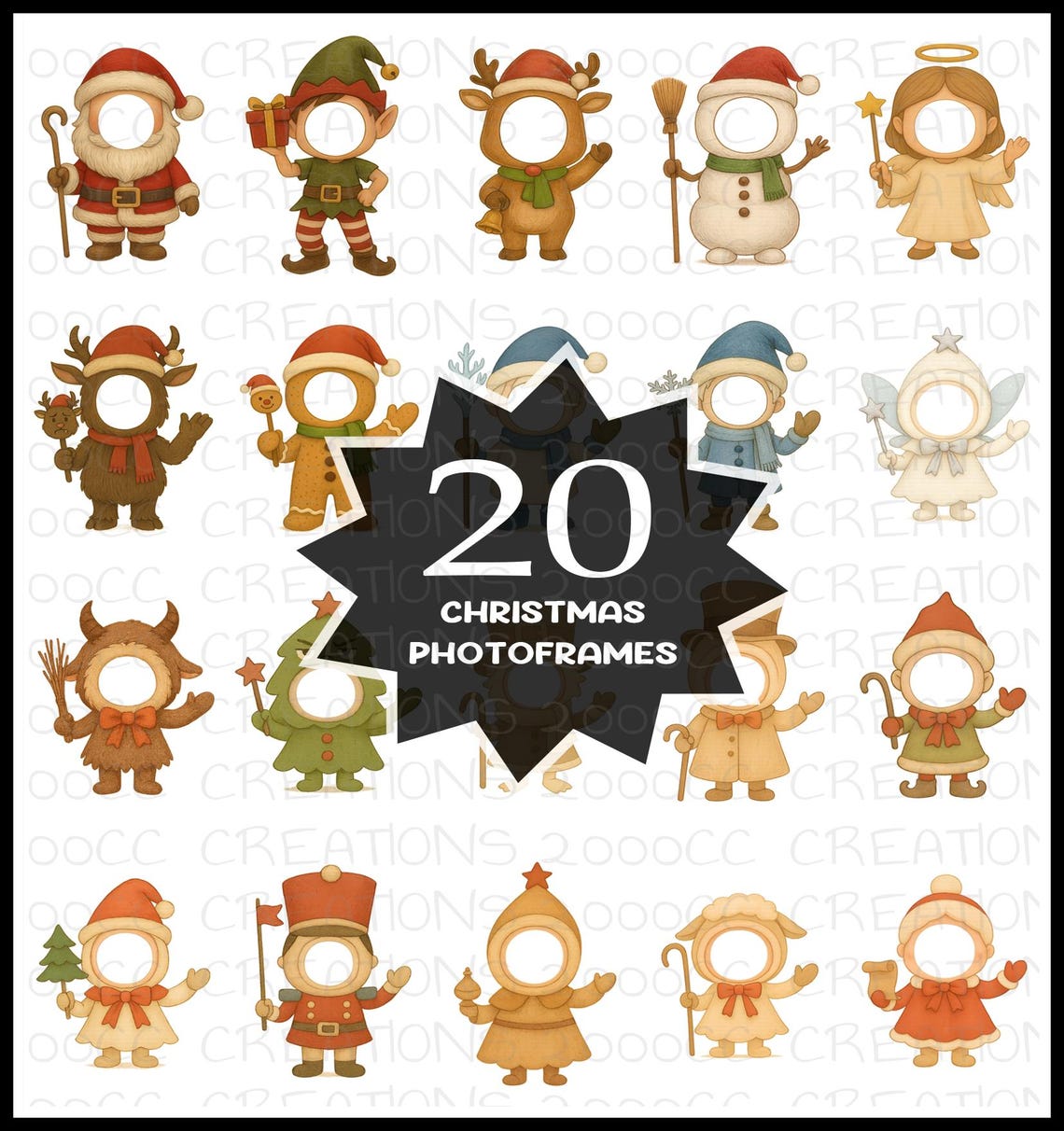 Christmas Face Photo Frames | Cute Family Holiday Selfie Frames ...