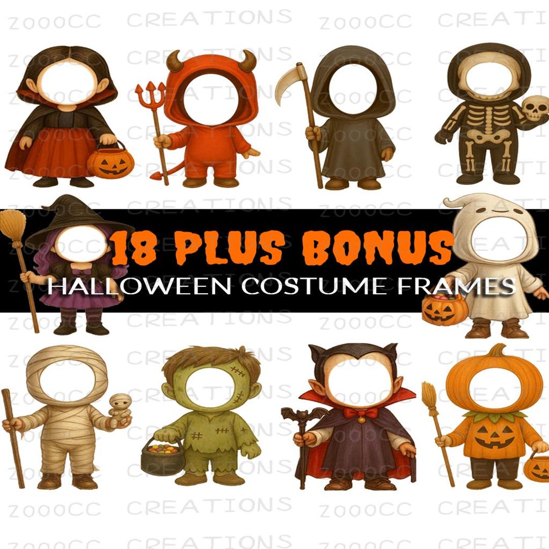 Halloween Costume Photo Frames | Digital Download PNG | Spooky Photo ...