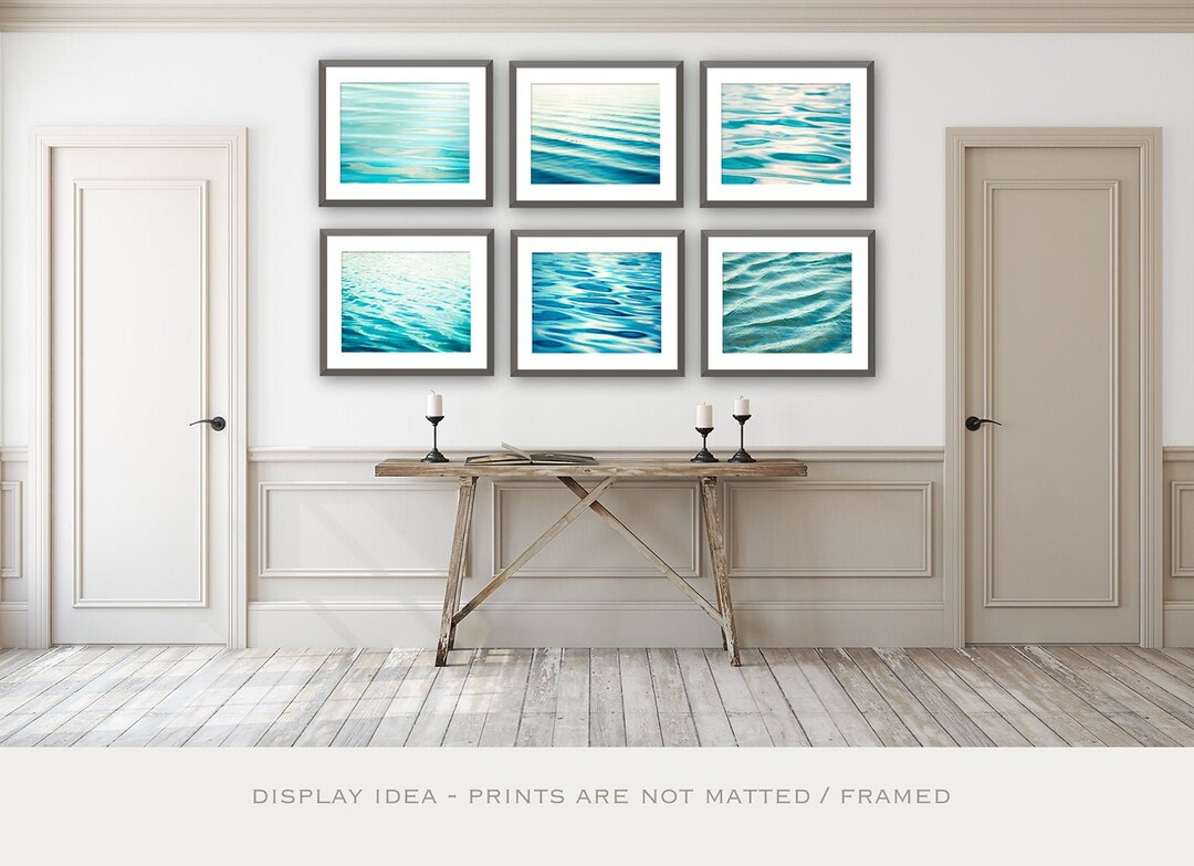 Aqua Blue Water Photography Set - Abstract Ocean Prints, Nautical Art ...