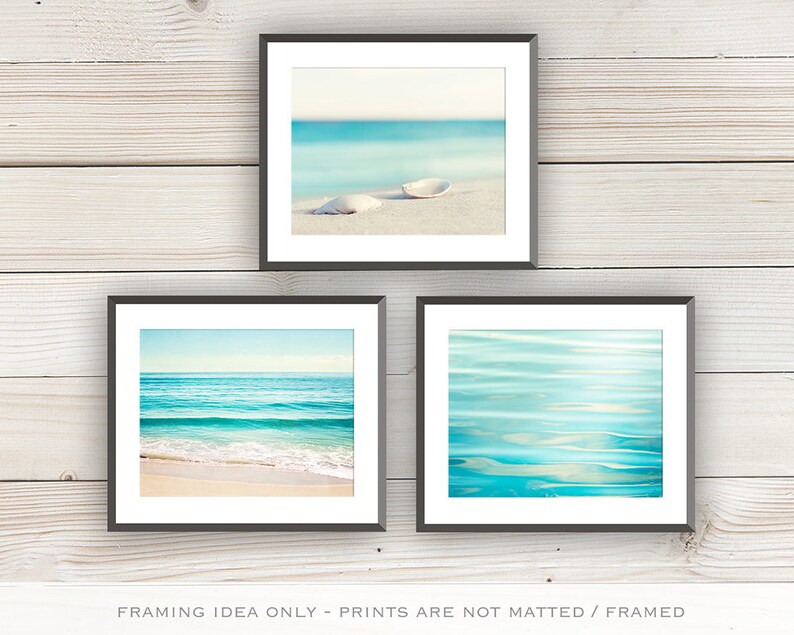 Coastal Wall Art, Print Set of 3, Aqua Blue Beach Decor, Ocean Lover ...