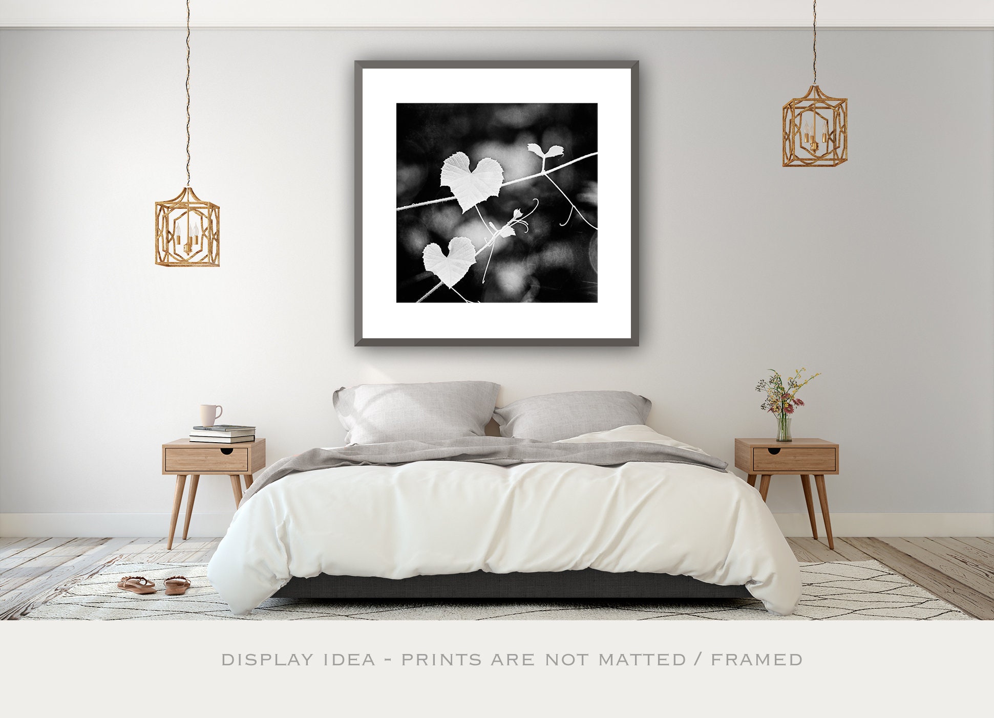 Master Bedroom Decor - Heart Print, Love Decor, Black and White Nature ...