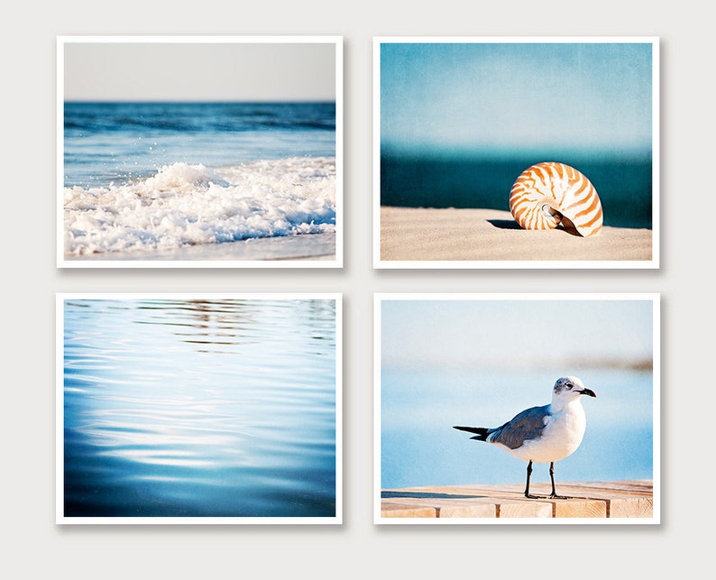 Seaside Photo Set Blue Ocean Sea Beach Photography Water - Etsy