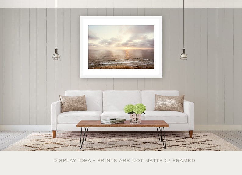 Sunset Ocean Photography neutral beach photo light brown | Etsy
