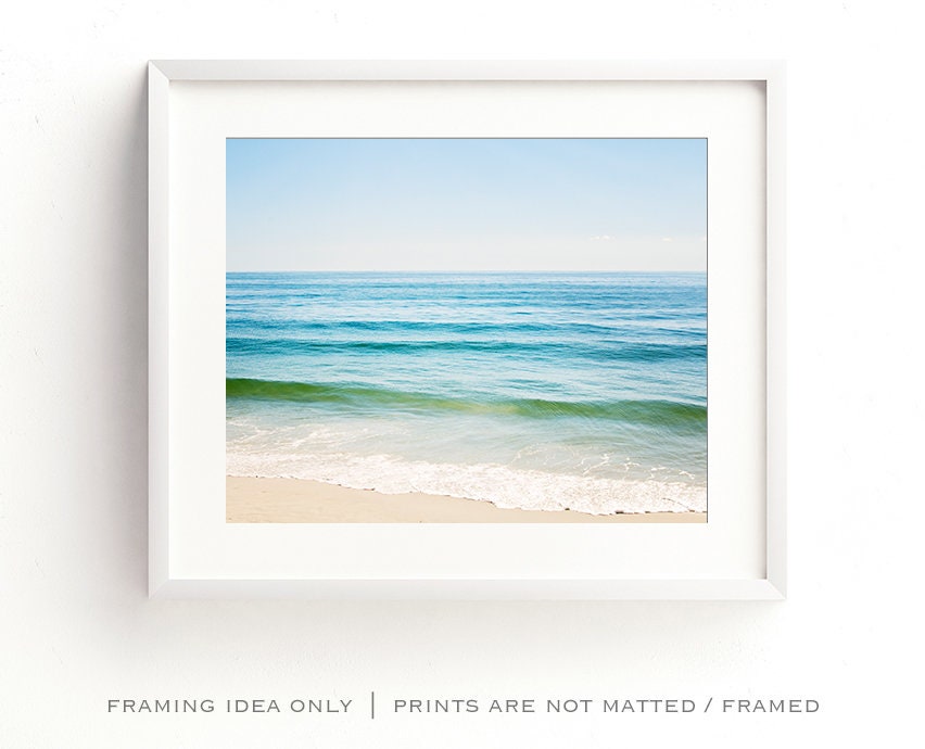 Ocean Photography, Large Beach Sea Seascape Aqua Blue Landscape Waves ...