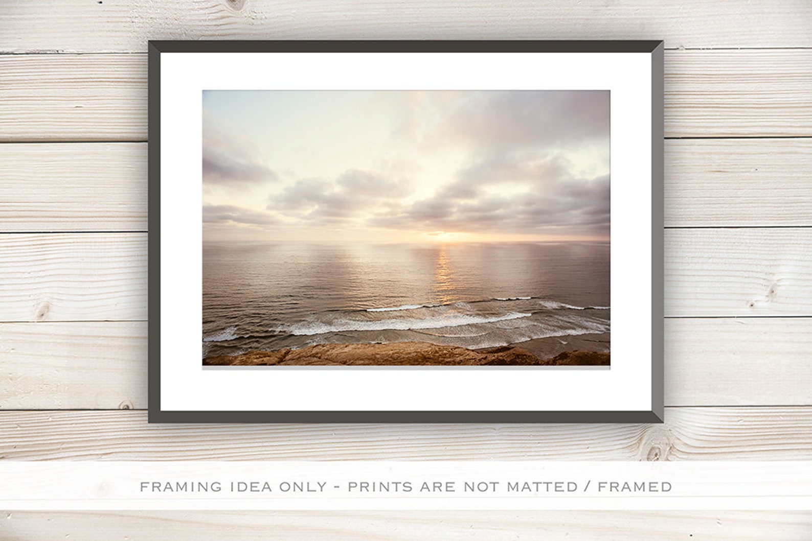 Sunset Ocean Photography - Neutral Beach Photo Light Brown Coastal Wall ...