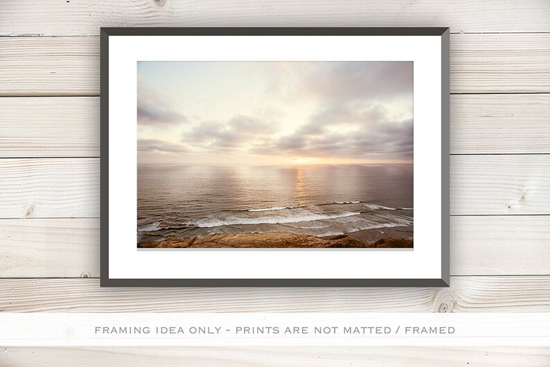 Sunset Ocean Photography neutral beach photo light brown | Etsy