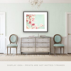 Mint Wall Art, Pink Flower Photography - Shabby Chic Wall Art, Girl ...