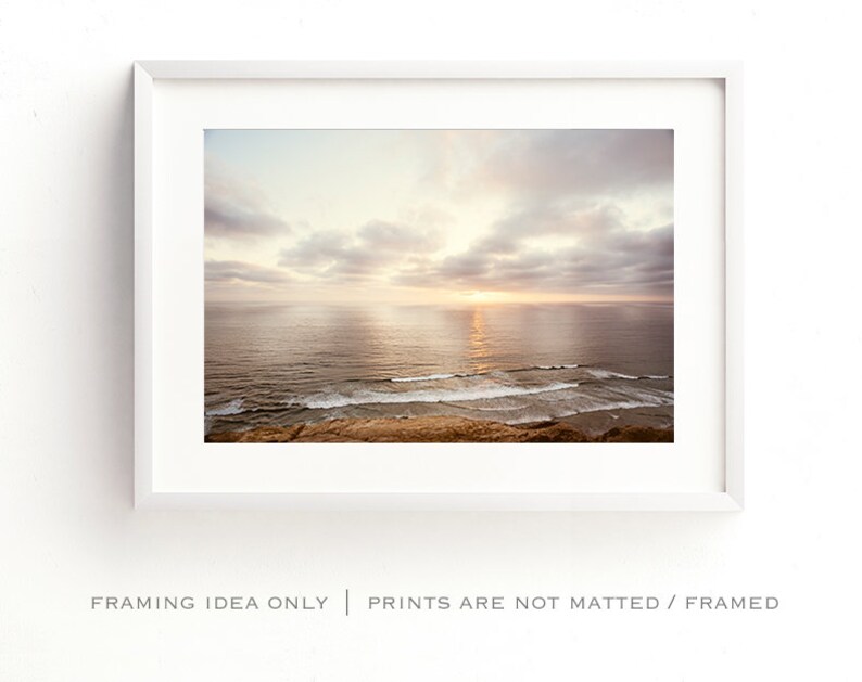 Sunset Ocean Photography - Neutral Beach Photo Light Brown Coastal Wall ...