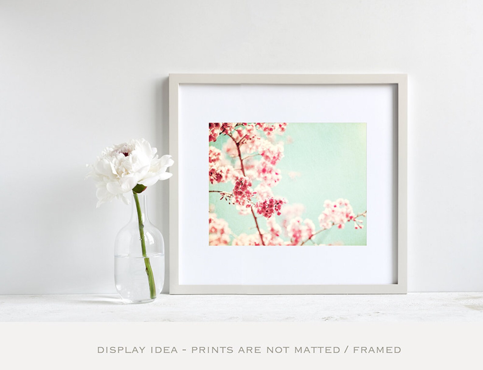 Mint Wall Art, Pink Flower Photography - Shabby Chic Wall Art, Girl ...