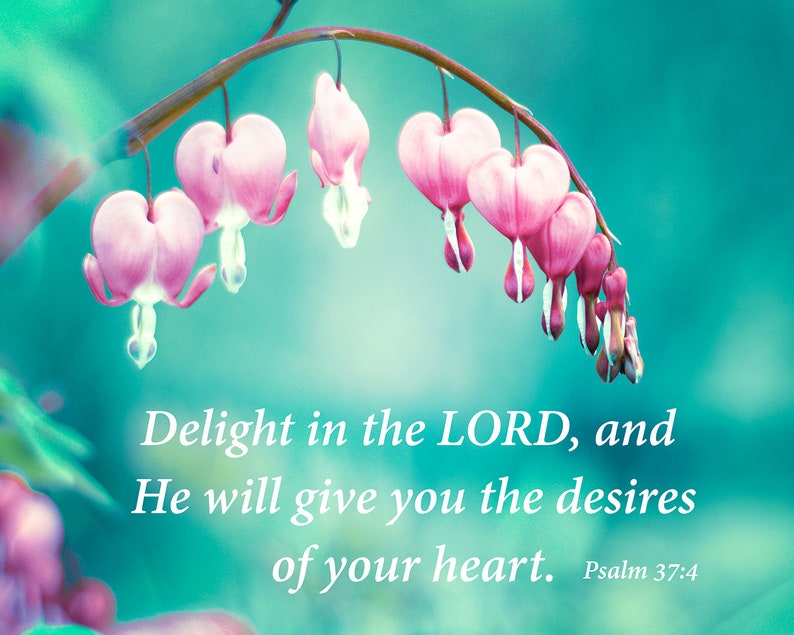 Psalm 37 4 Scripture Art Print Bible Verse Wall Art | Etsy