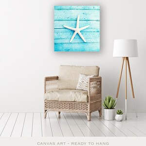 Starfish Wall Decor Canvas Prints - Aqua Wall Art, Beach Artwork ...