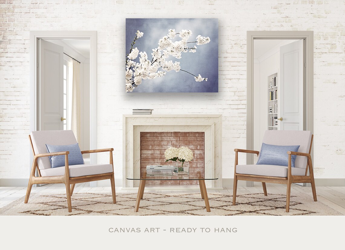 Periwinkle Wall Art Canvas White Floral Print Flower | Etsy