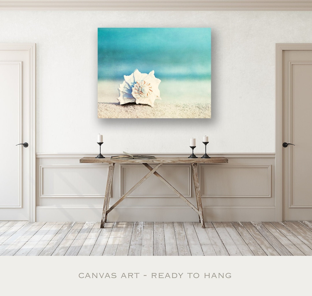 Sea Shell Wall Decor - Beach Canvas Wall Art, Shell Artwork, Coastal ...