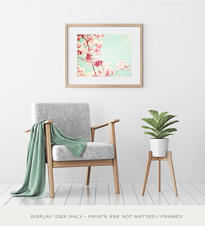 Mint Wall Art Pink Flower Photography Shabby Chic Wall Art | Etsy