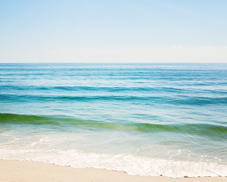 Ocean Photography, Large Beach Sea Seascape Aqua Blue Landscape Waves ...