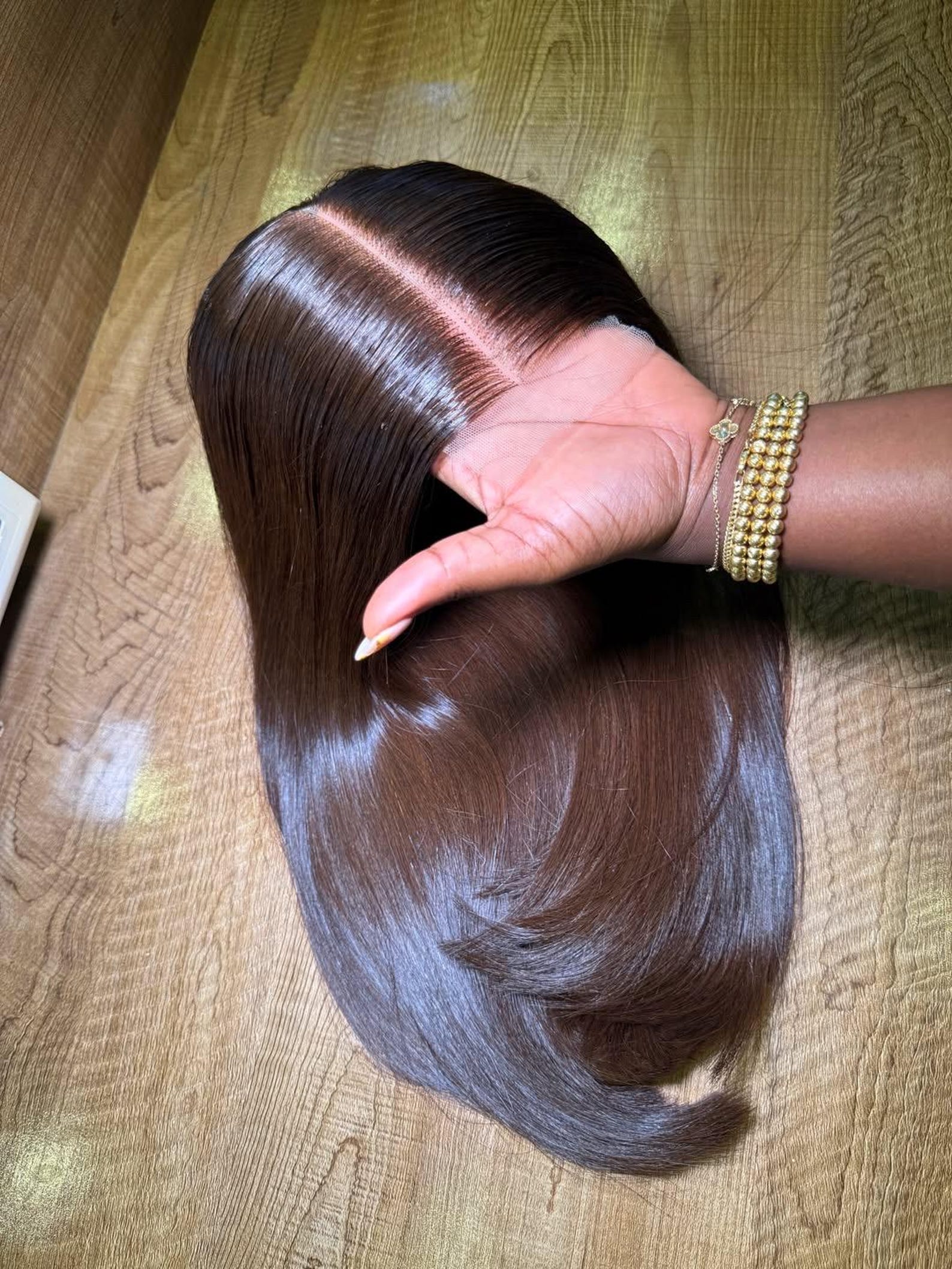 18” SDD Vietnamese Bone Straight Wig in Rich Brown | 2x6 Middle Part ...