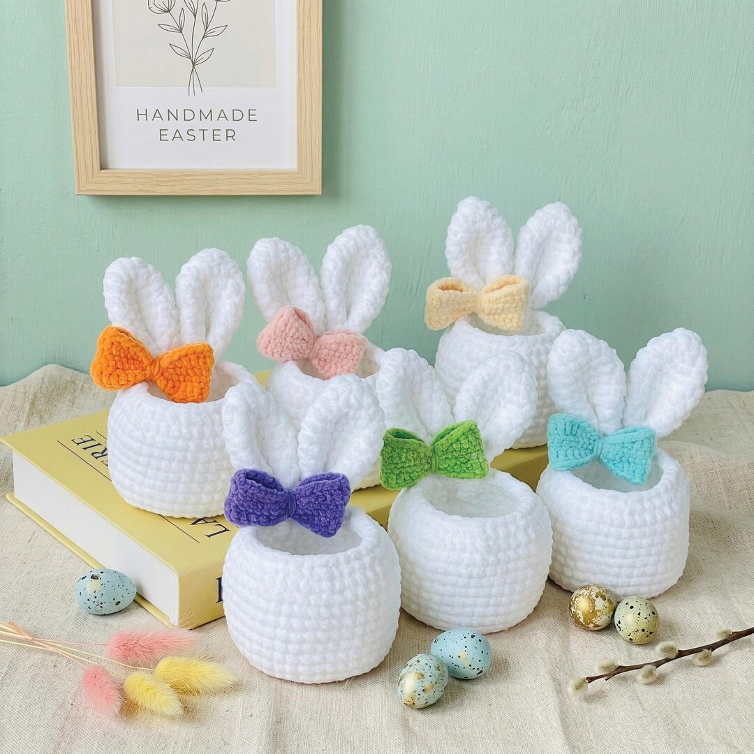 Crochet Easter Bunny Basket Pattern, Amigurumi Storage, Spring Decor ...