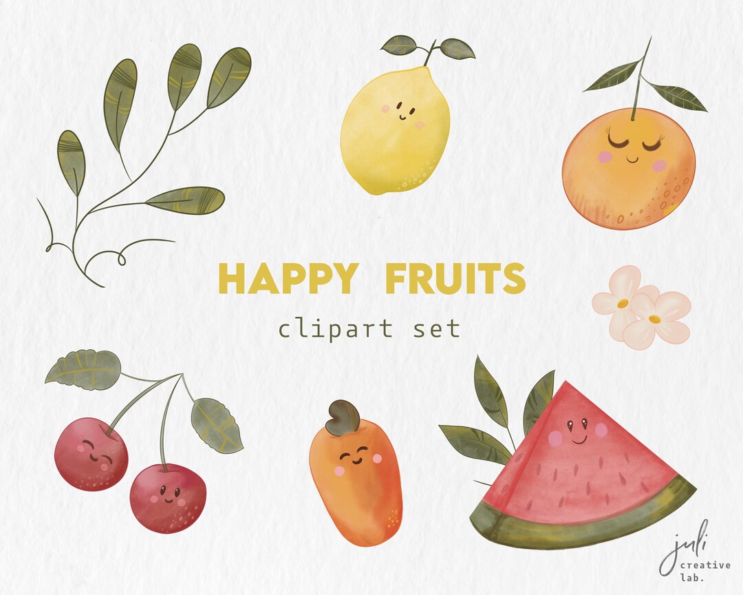 Fruits Clipart, PNG Clipart, Cute Fruits PNG, Tropical Fruits - Etsy
