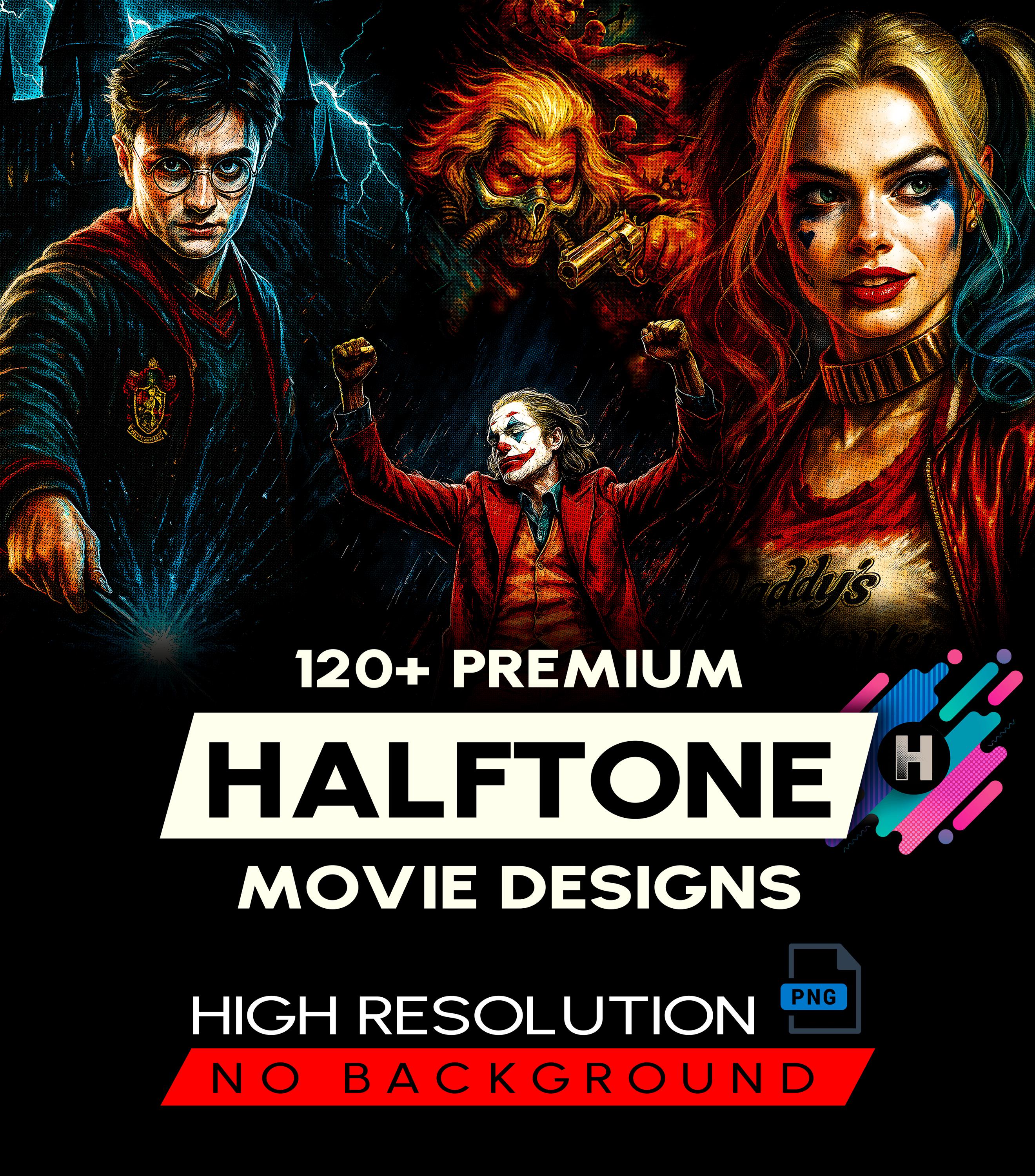 120 Premium Halftone Movies Designs for DTF DTG Halftone Printing ...