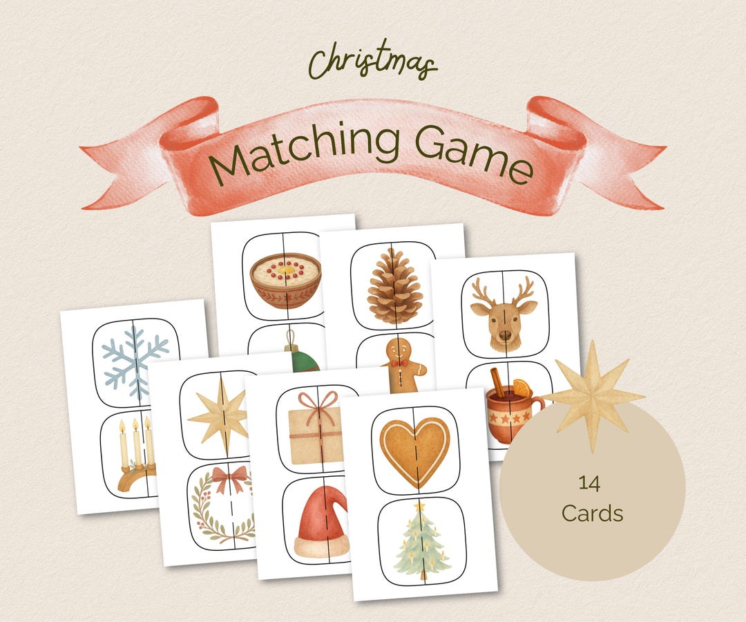 Nordic Christmas Matching Cards Printable – 12 Festive Pairs ...