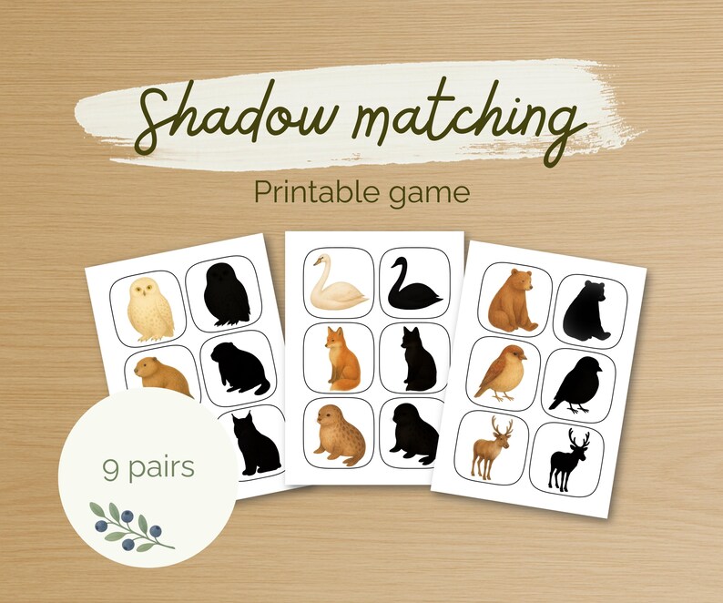 Nordic Animal Shadow Matching Printable – 9 Animal Silhouettes ...