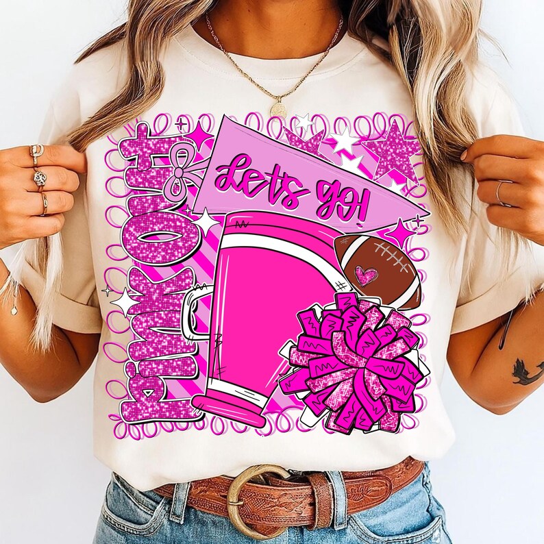 Pink Out Lets Go Cheer Football Png, Mascot, Team, School Spirit Shirt ...