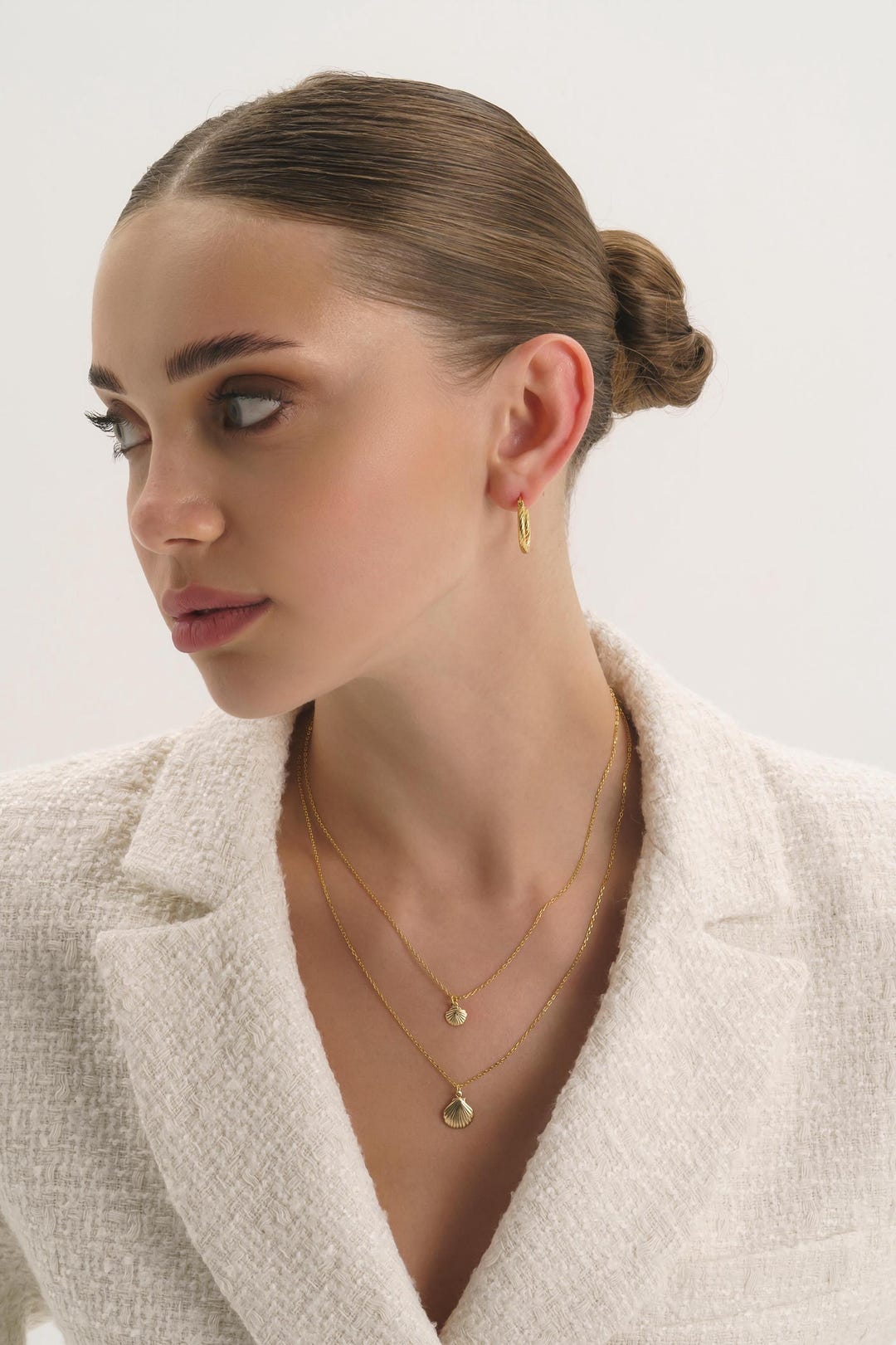 Dainty 18K Gold Shell Clam Necklace for Women, Gold Drop Ocean Choker ...