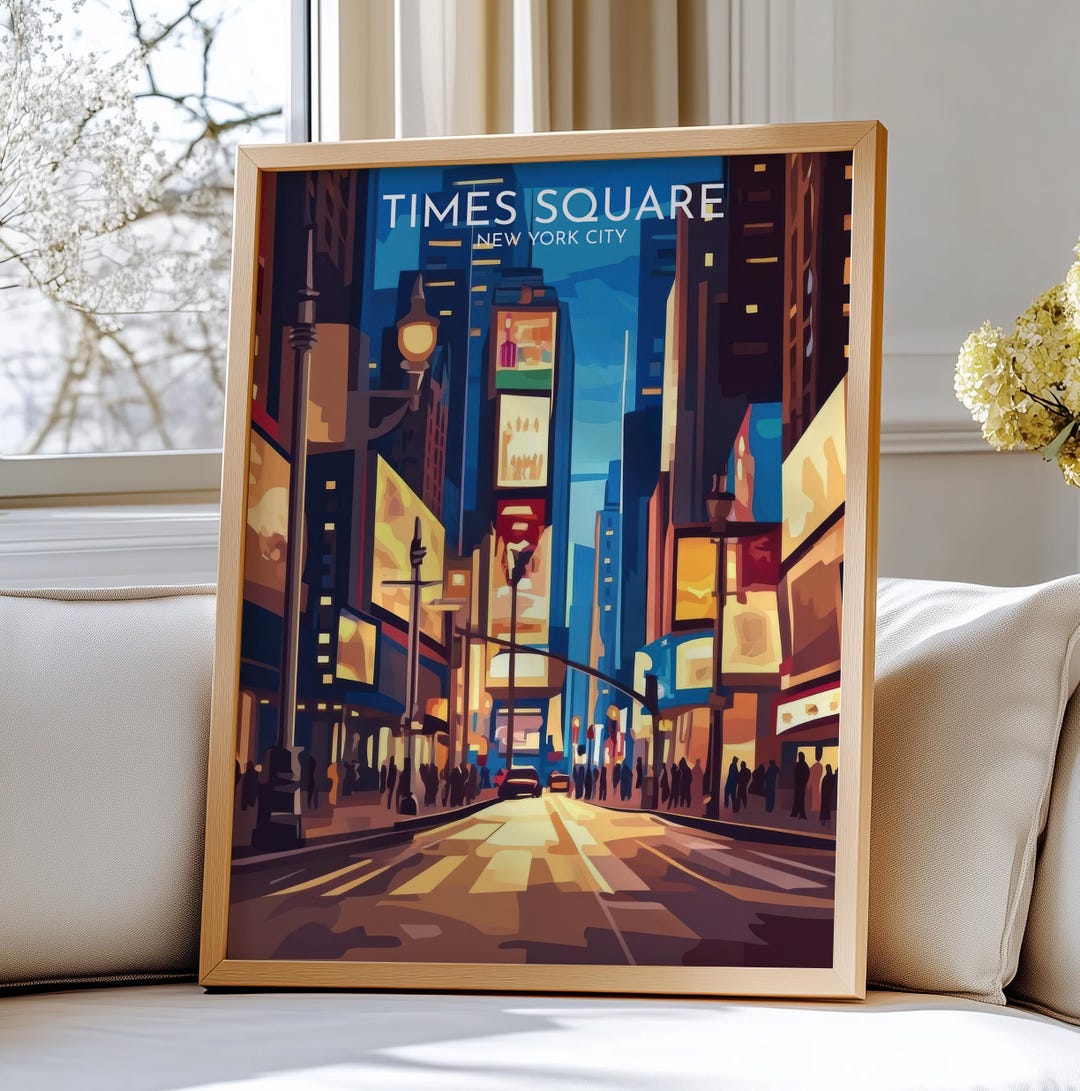 Times Square, New York City Travel Poster – Times Square Travel Art ...