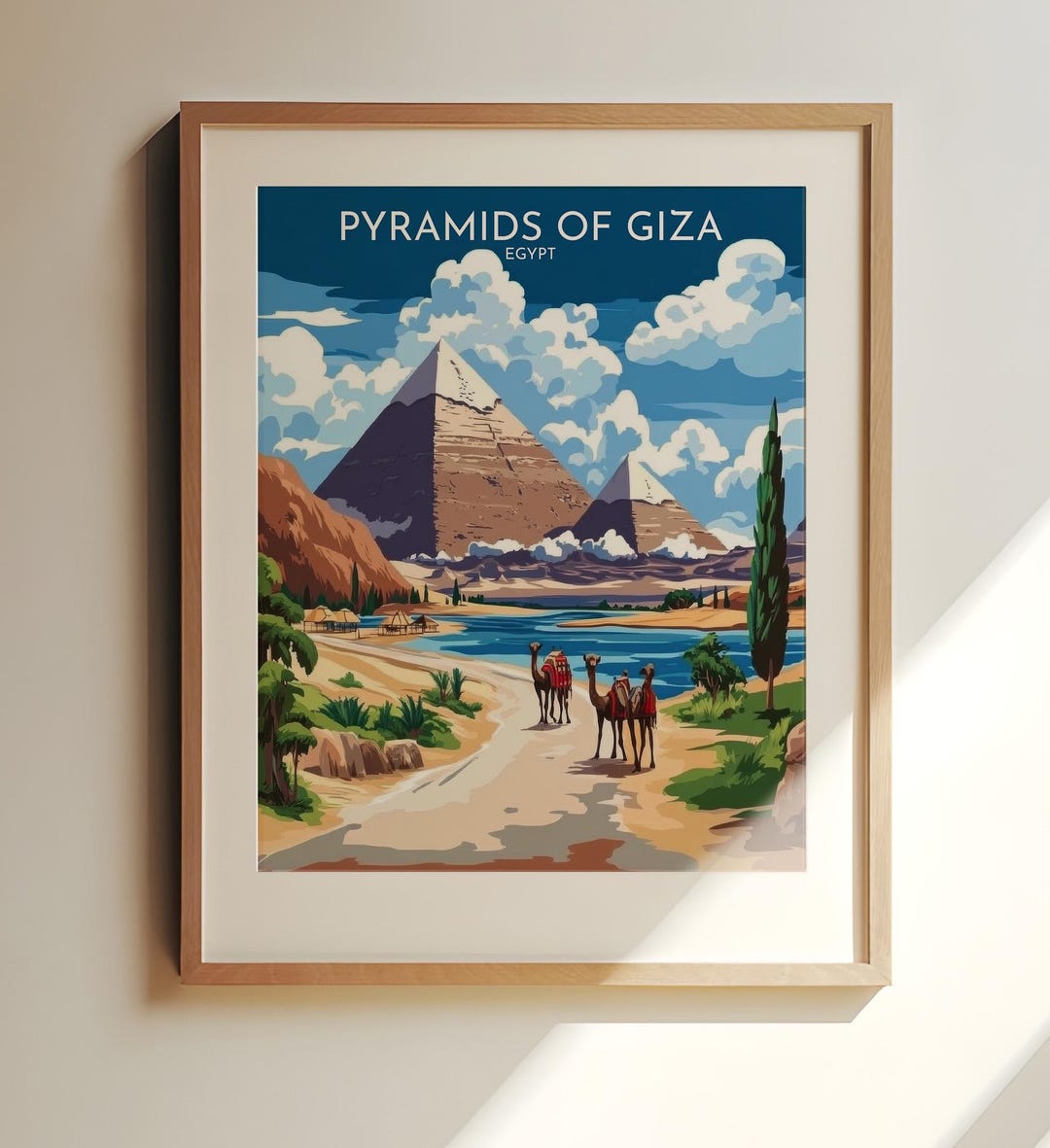 Pyramids of Giza, Egypt Travel Art – Pyramids of Giza Wall Art ...