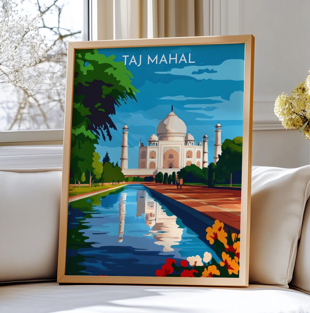 Taj Mahal, India Travel Print – Taj Mahal Travel Art: Iconic Indian ...