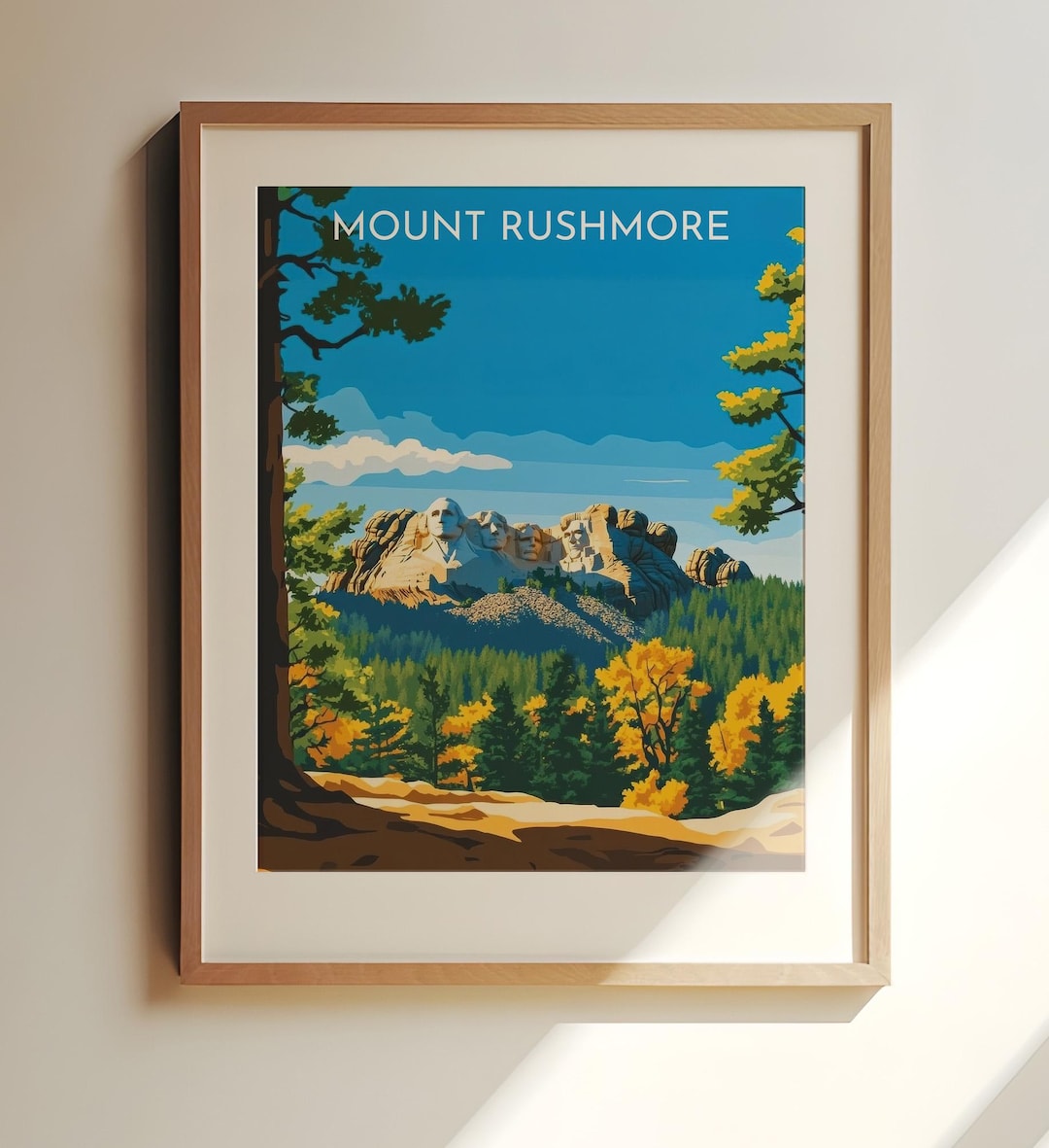 Mount Rushmore, USA Travel Poster – Mount Rushmore Travel Art Print ...