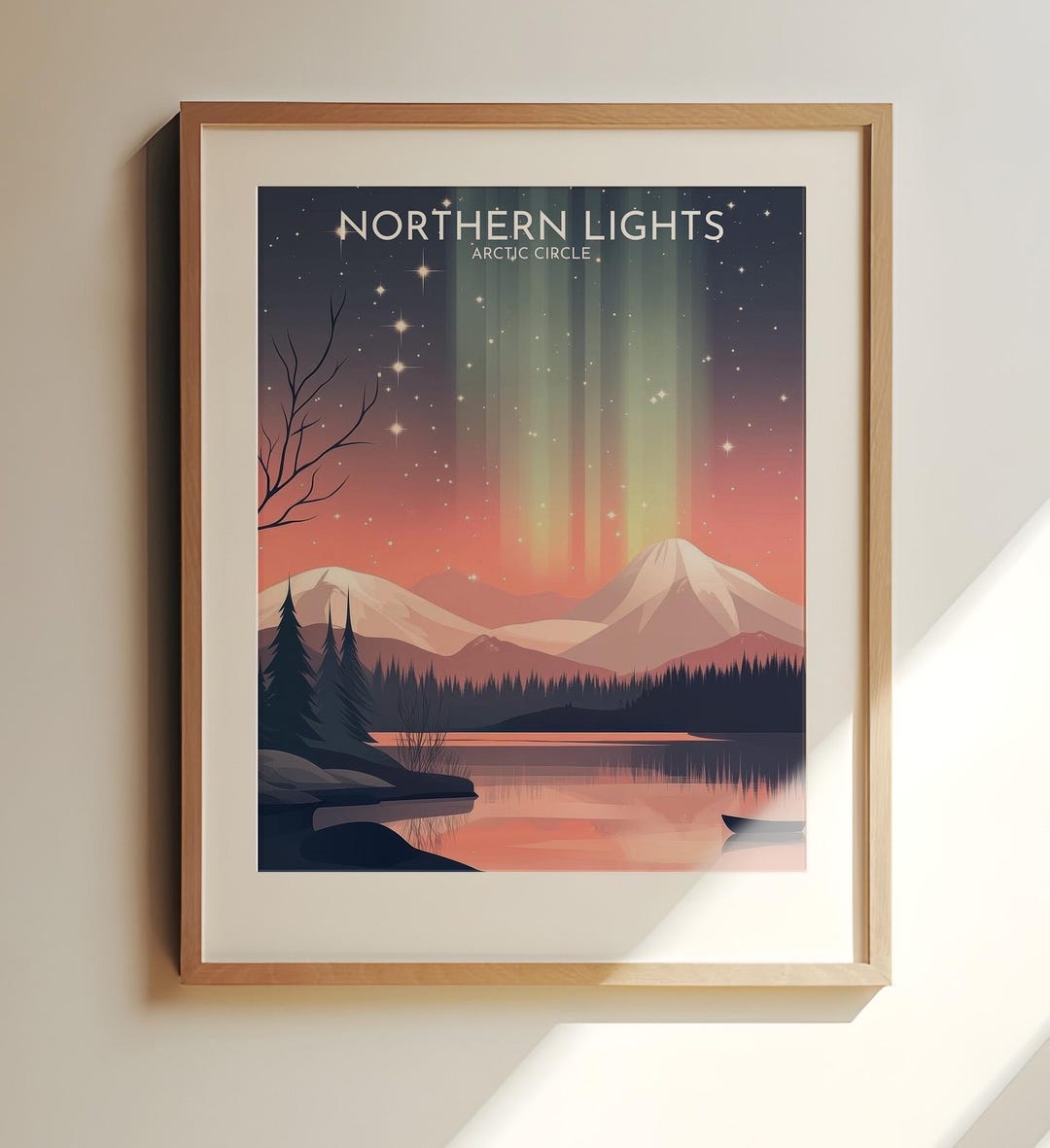 Northern Lights, Arctic Circle Wall Print – Northern Lights Travel Art ...