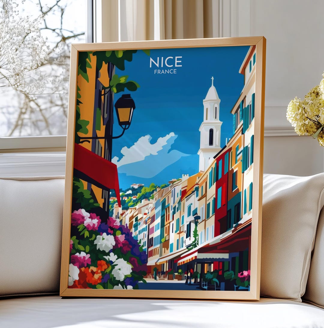 Nice, France Wall Art – Nice Travel Art: Colorful Streets of France ...