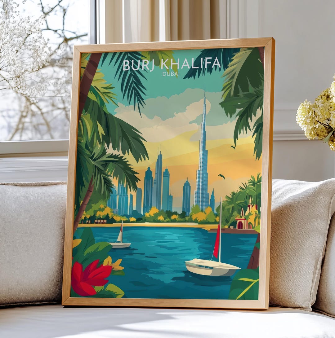 Burj Khalifa, Dubai Travel Art – Dubai Travel Print: Burj Khalifa and ...