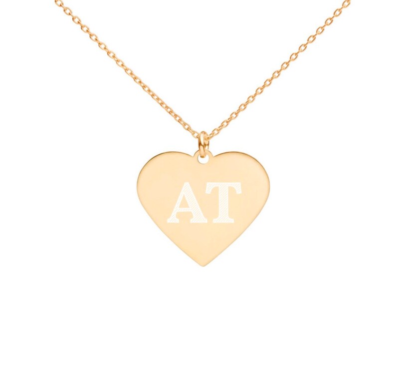 Engraved Initial Heart Necklace - Etsy