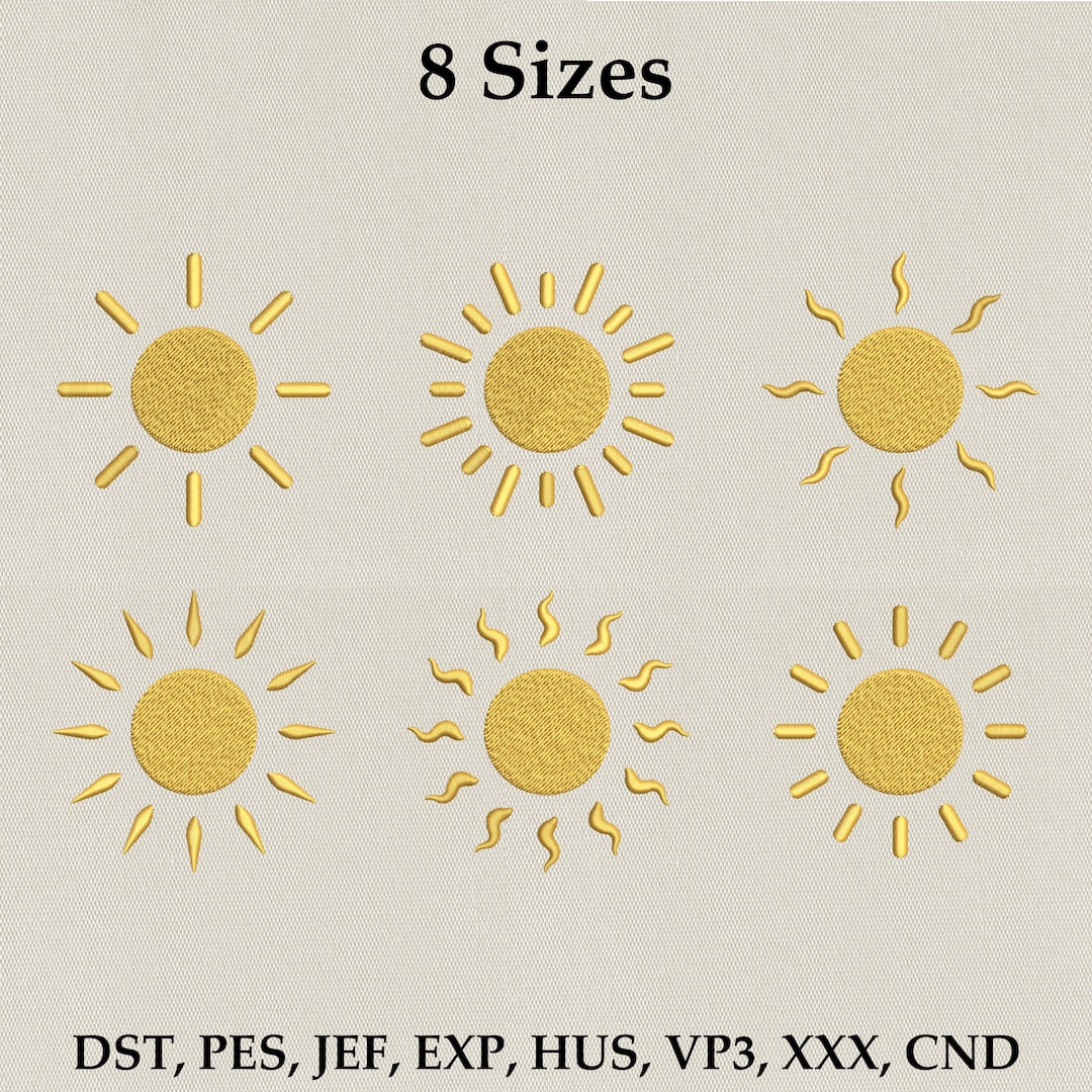 Swirl Sun Embroidery Design Bundle, Boho Mini Sun Machine Embroidery ...