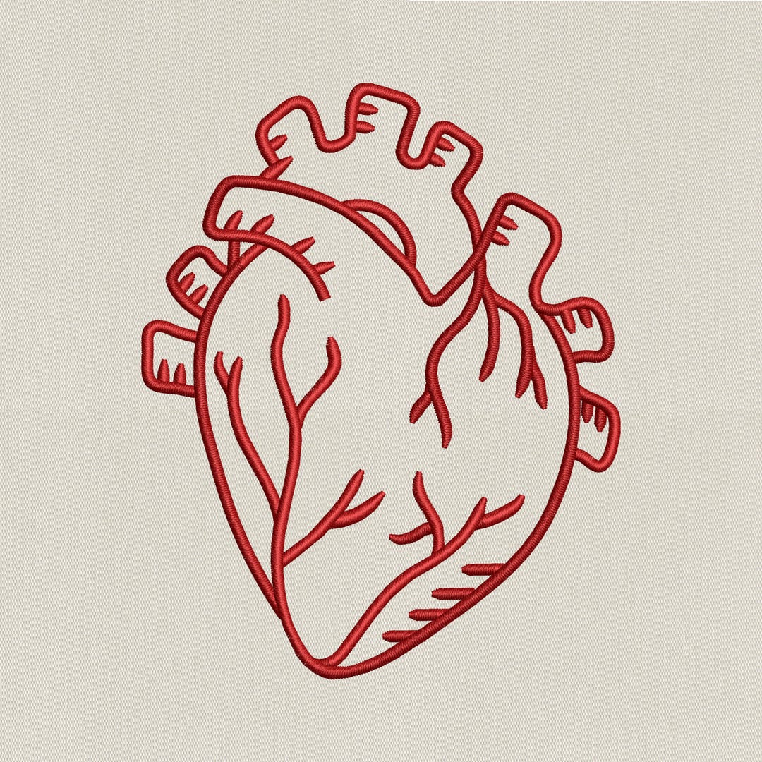 Anatomical Heart Outline Embroidery Design – Medical Gothic File ...