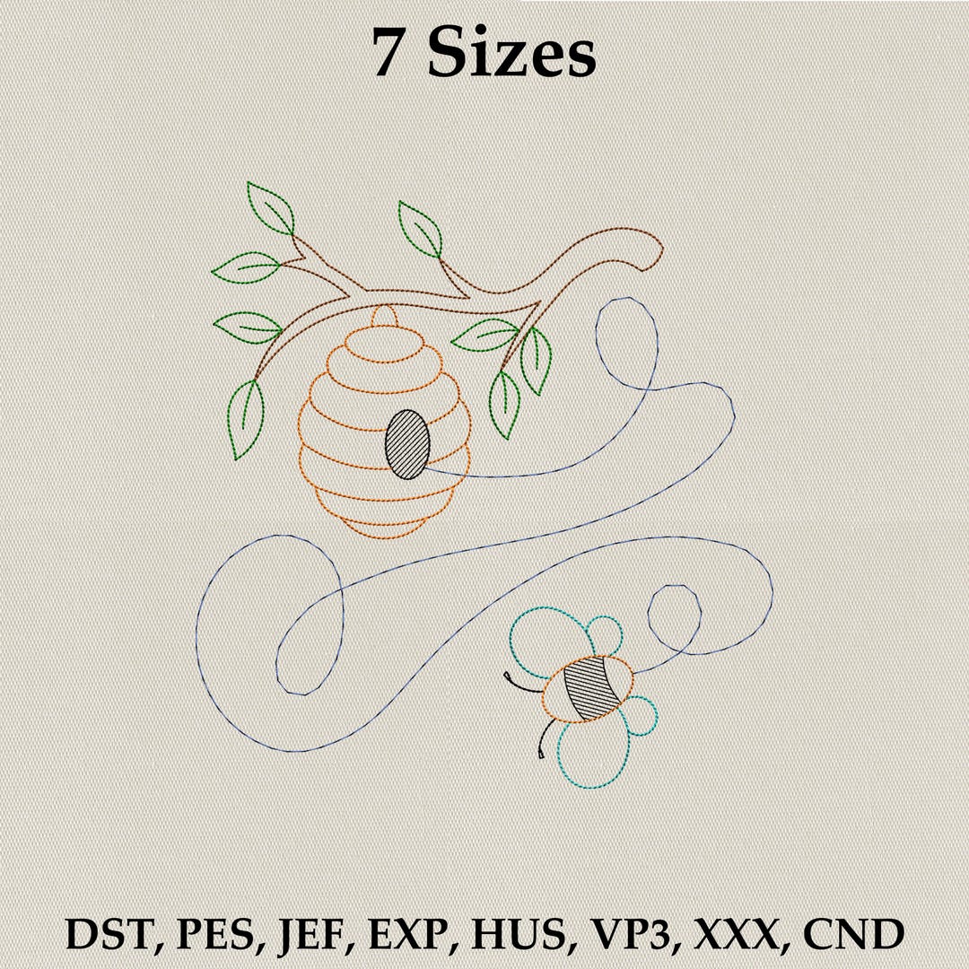 Bee Embroidery Design – Buzzing Bee Beehive Machine Embroidery File ...
