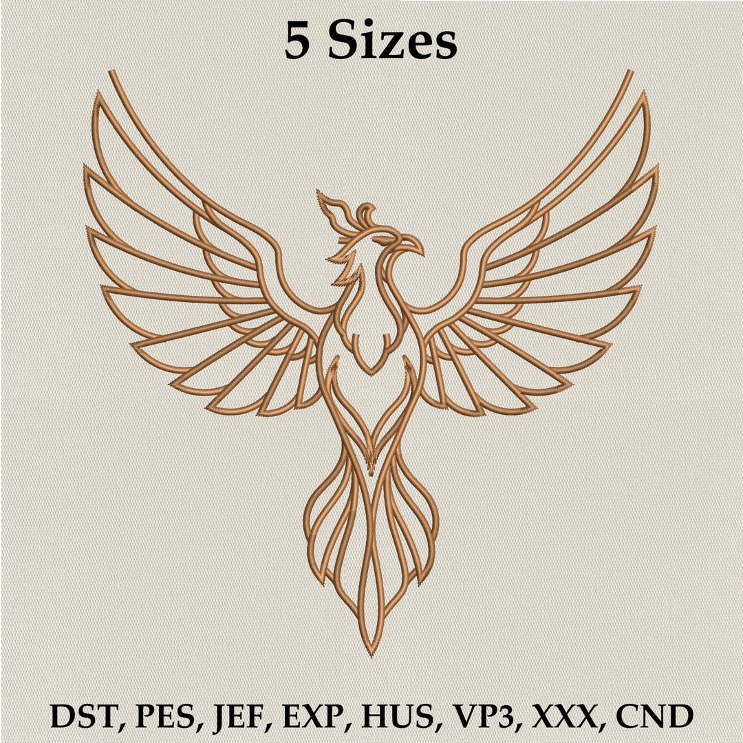 Phoenix Embroidery Design, Mythology Bird Artwork, Fire Wings Onepiece ...