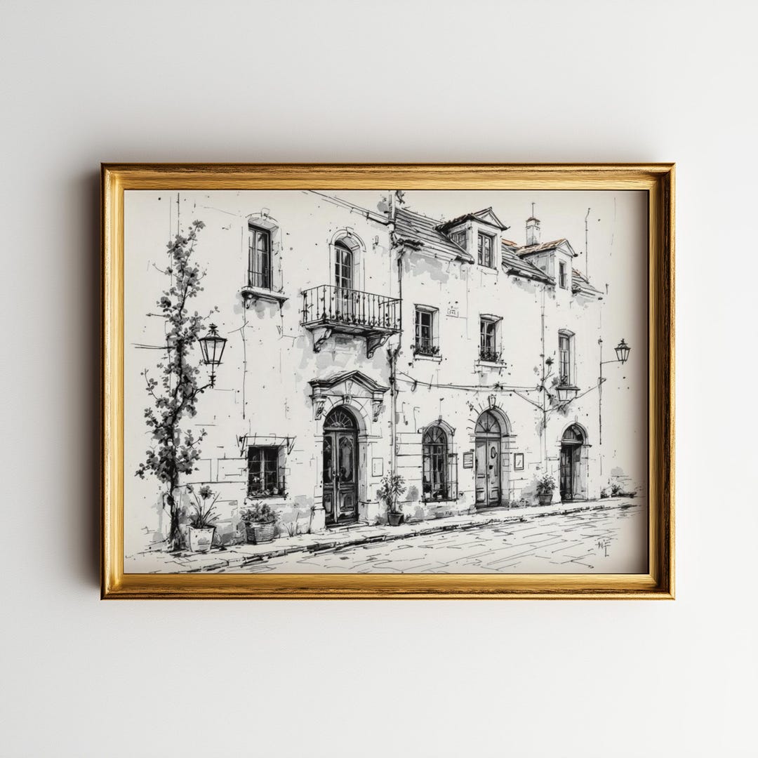 Parisian Architectural Art: Messy Line Drawing - Digital Download - Etsy