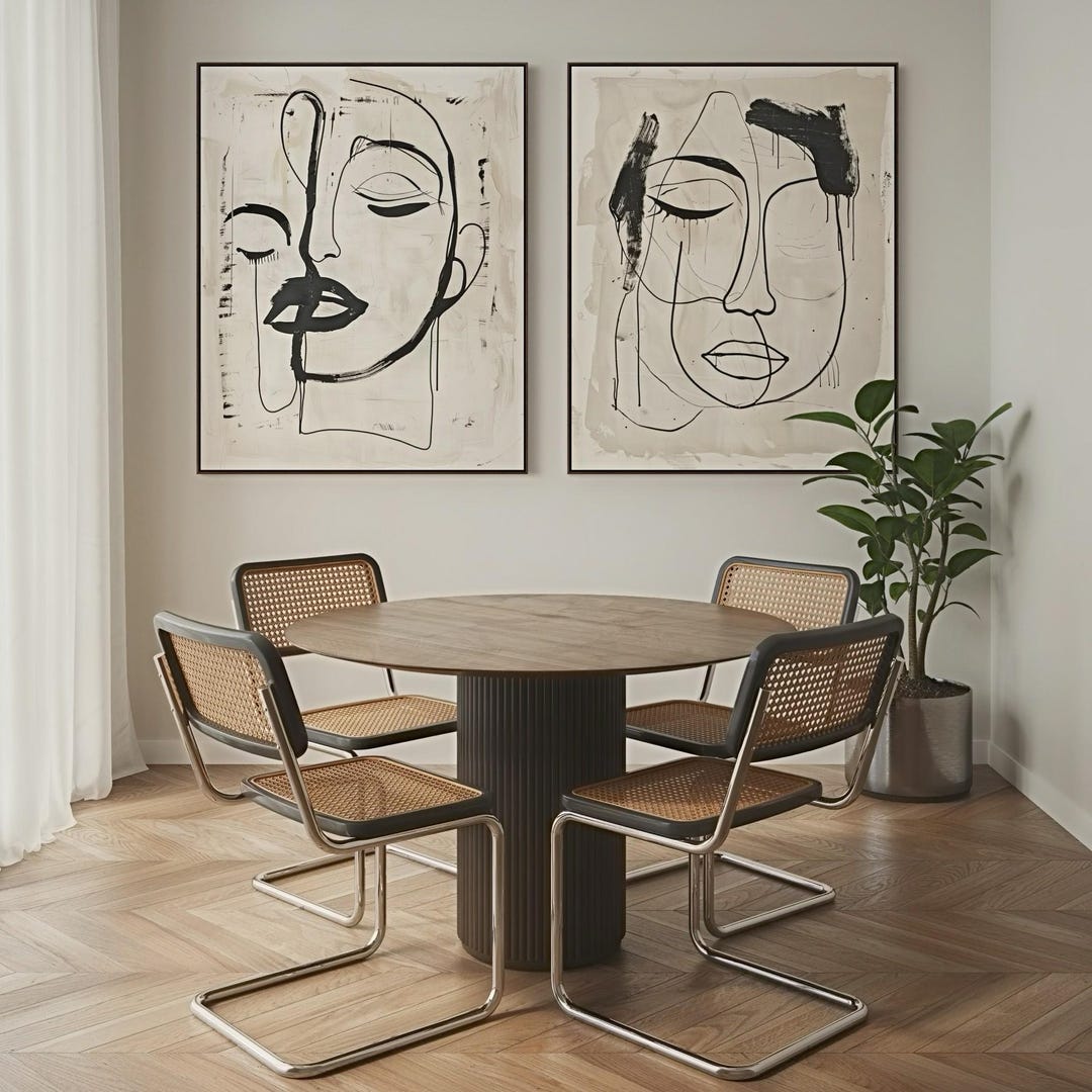 Minimalist Wall Art | Set of 2: Neutral Abstract Portraits - Digital ...