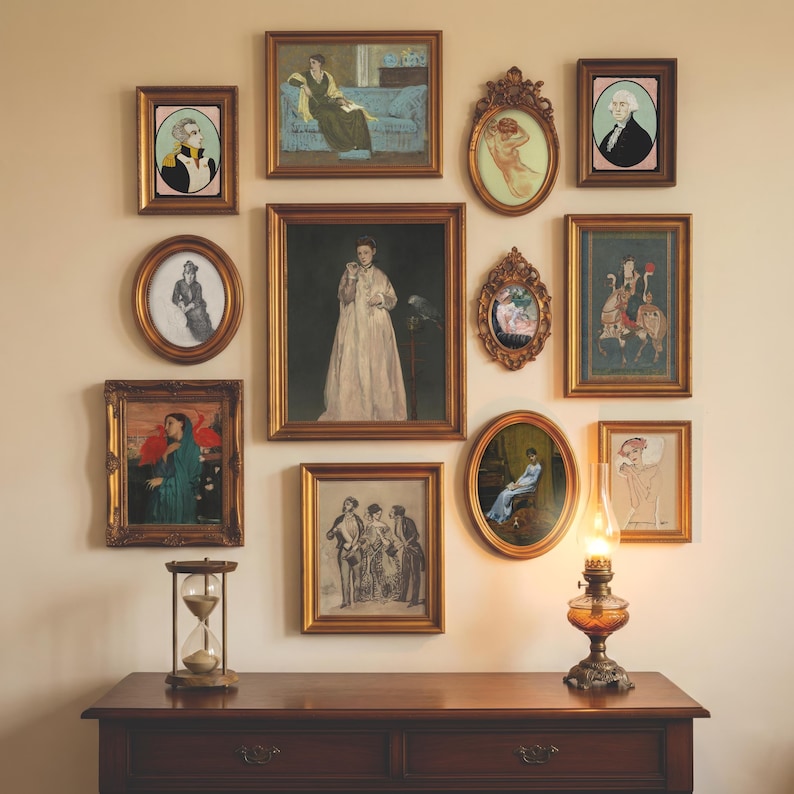 Curated Vintage Portrait Gallery Wall Art (12 Digital Prints, Multiple ...