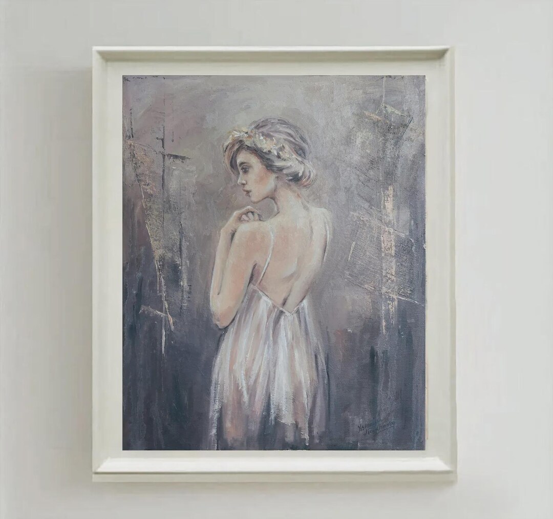 Girl Figure Back View Woman Portrait Oil Painting on Canvas Female Art ...