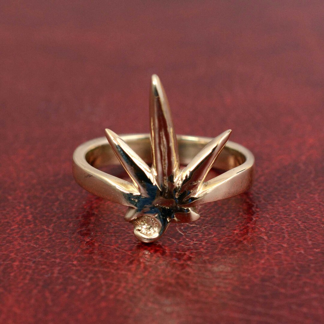 Leaf Spike Gold Ring | Bold Nature Inspired Jewelry | Handmade ...