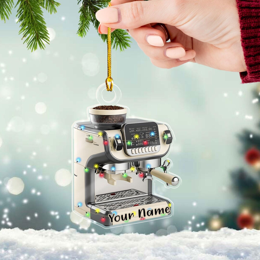 Personalized Coffee Machine Christmas Ornament 2025 – Custom Name Café ...
