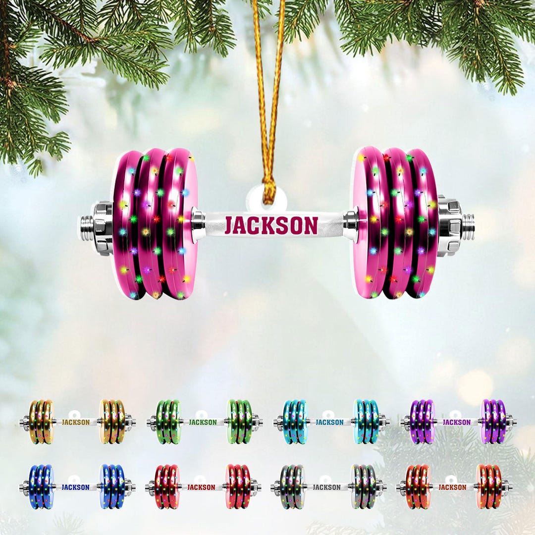 Personalized Custom Dumbbell Weightlifter Christmas Ornaments Fitness ...