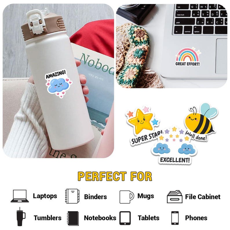 10 Pcs Cute Reward Stickers Pack – Motivational Vinyl Decals ...